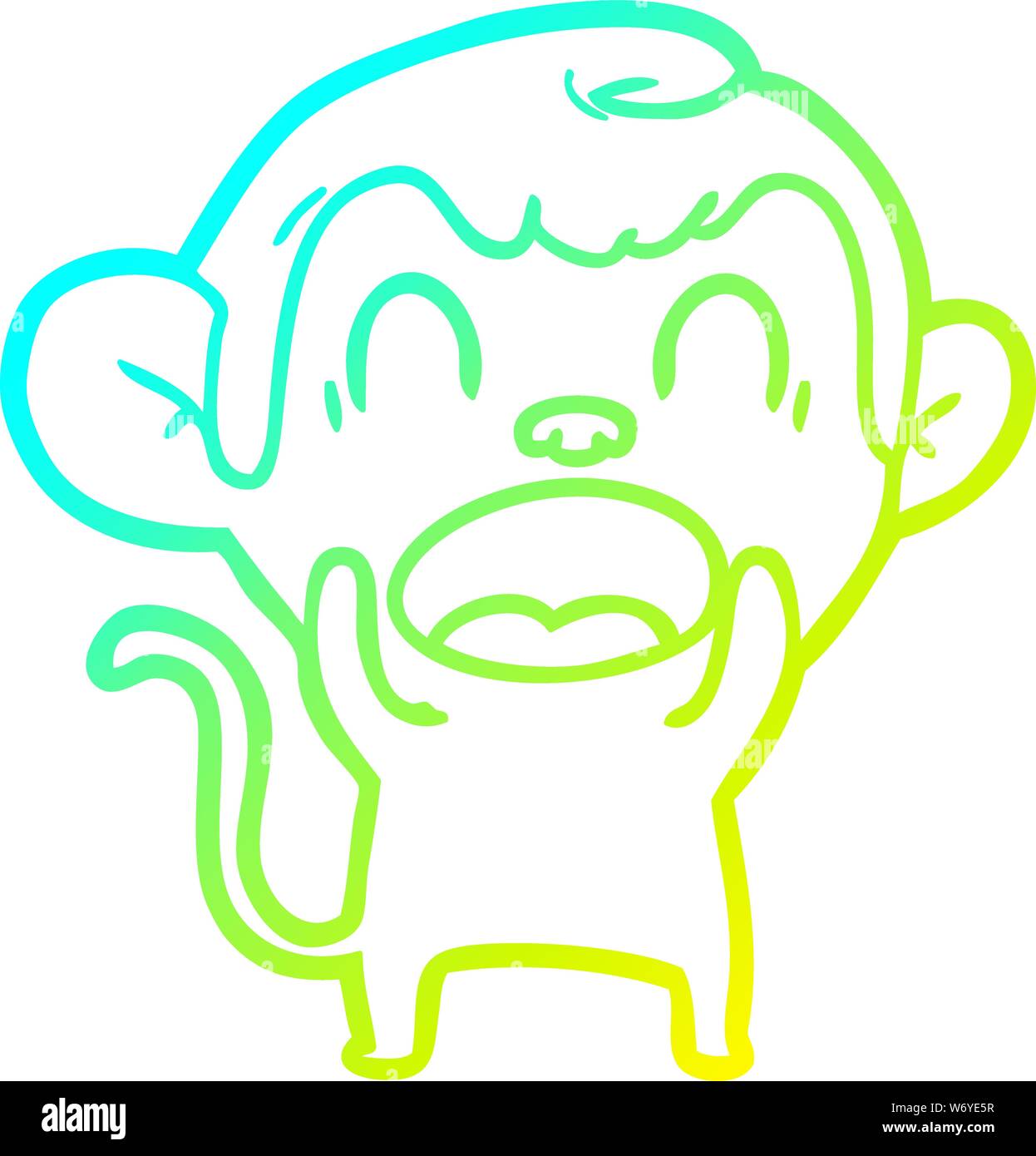 cold gradient line drawing of a shouting cartoon monkey Stock Vector ...