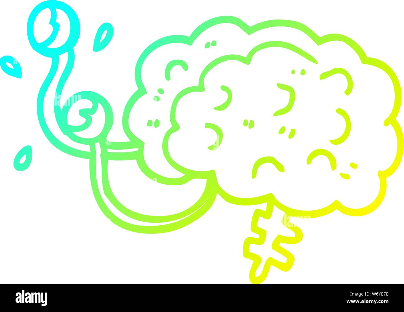 cold gradient line drawing of a cartoon monster brain Stock Vector ...