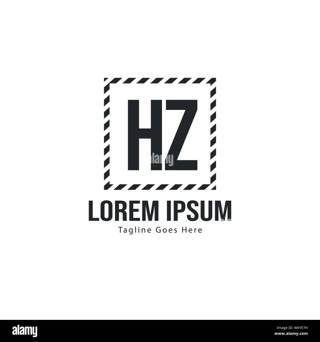 Initial HZ logo template with modern frame. Minimalist HZ letter logo ...