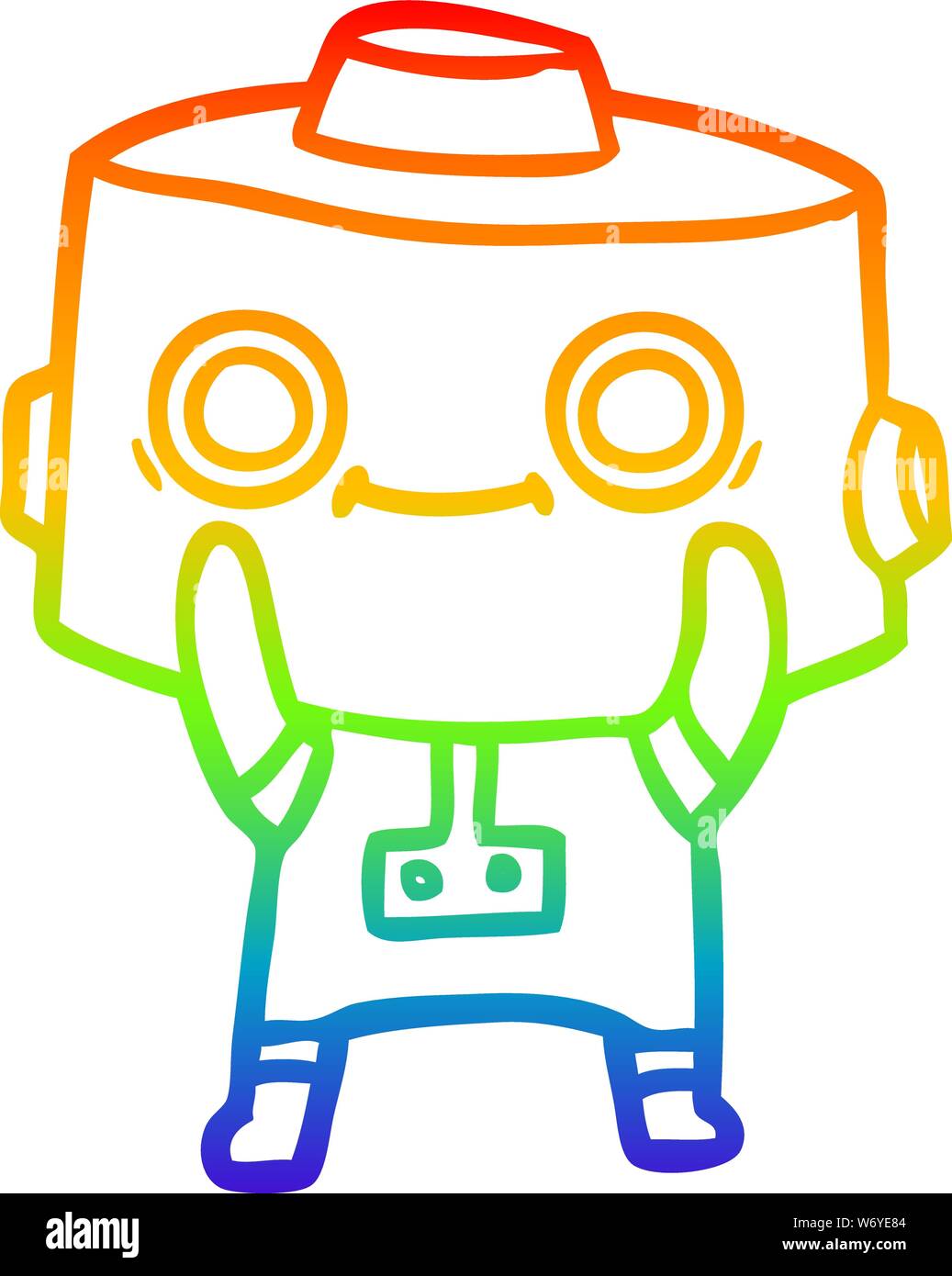 rainbow gradient line drawing of a cartoon robot Stock Vector Image ...