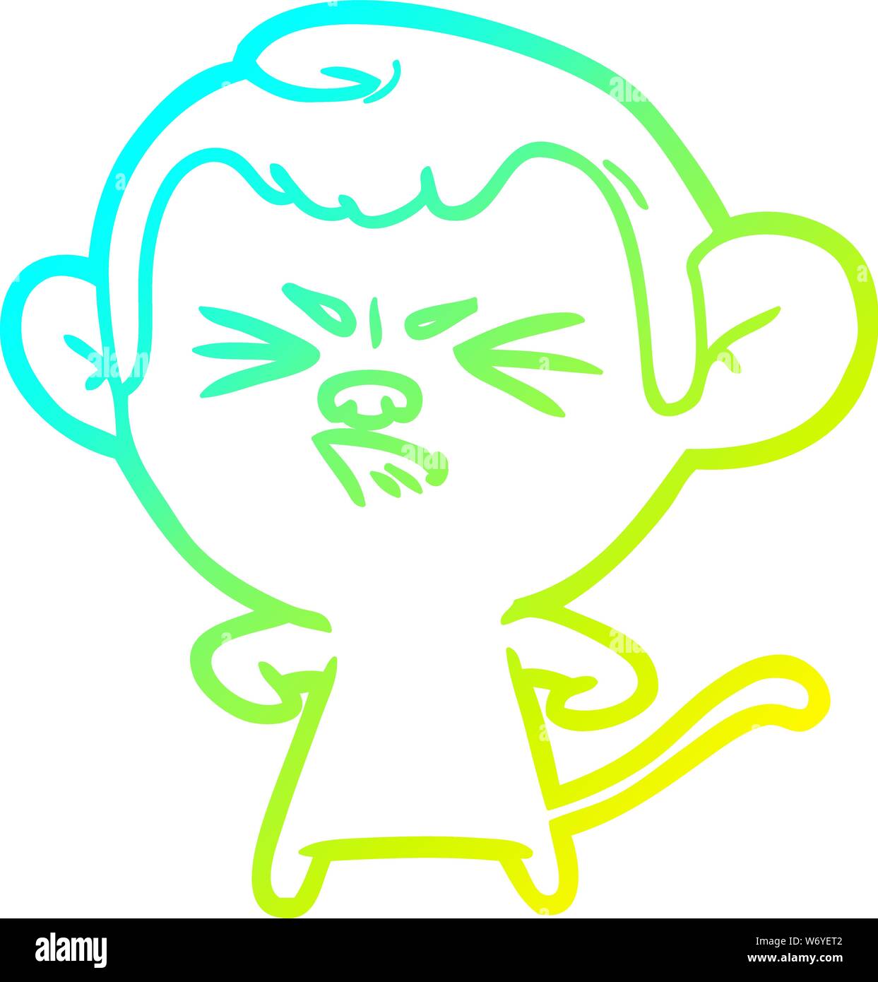 cold gradient line drawing of a cartoon angry monkey Stock Vector Image ...