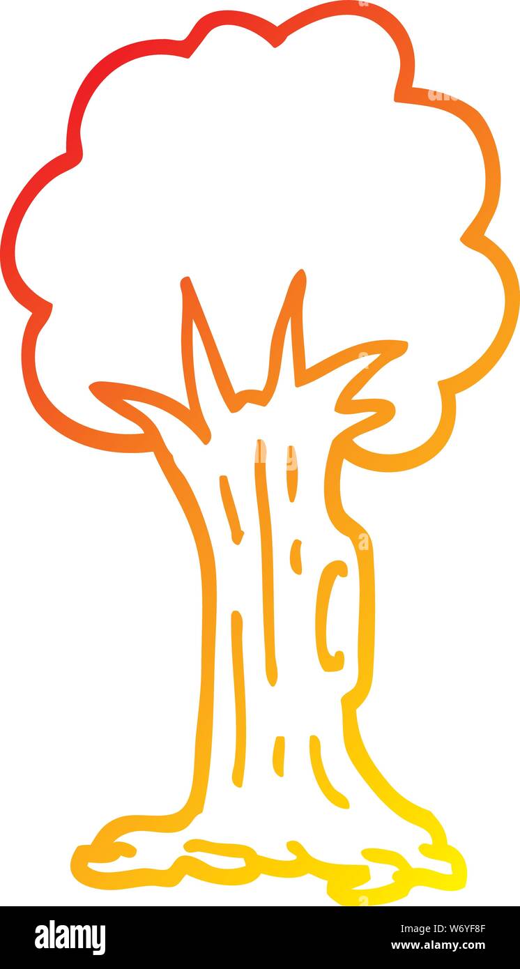 warm gradient line drawing of a cartoon tree Stock Vector Image & Art ...