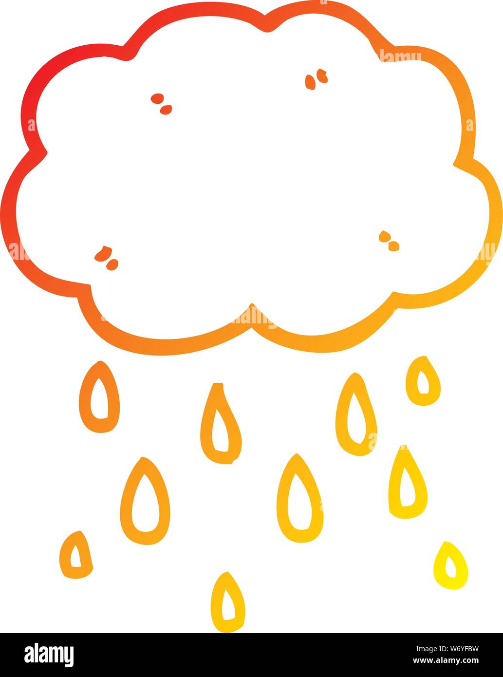 warm gradient line drawing of a cartoon cloud raining Stock Vector ...