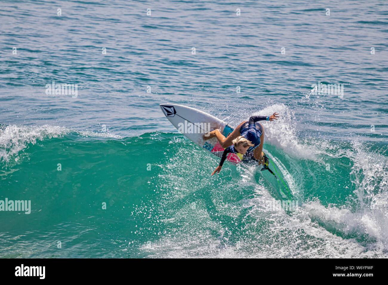Valentina Resano of Nicaragua competing in the Vans US Open of Surfing ...