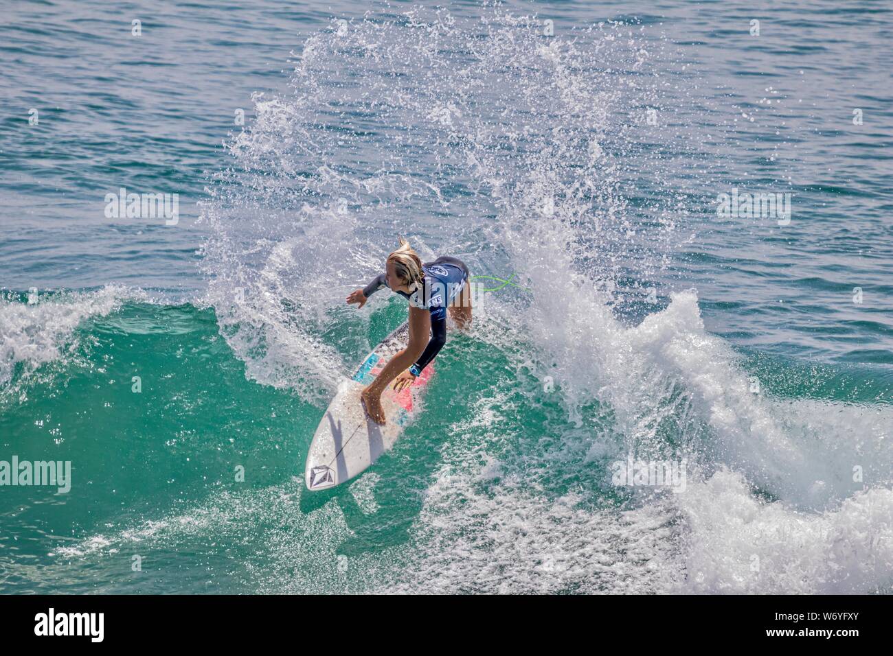 Valentina Resano of Nicaragua competing in the Vans US Open of Surfing ...