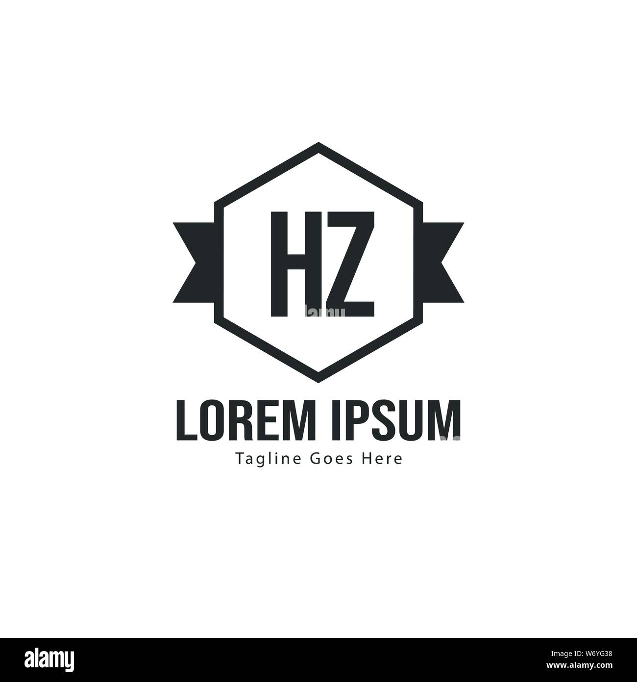 Initial HZ logo template with modern frame. Minimalist HZ letter logo ...