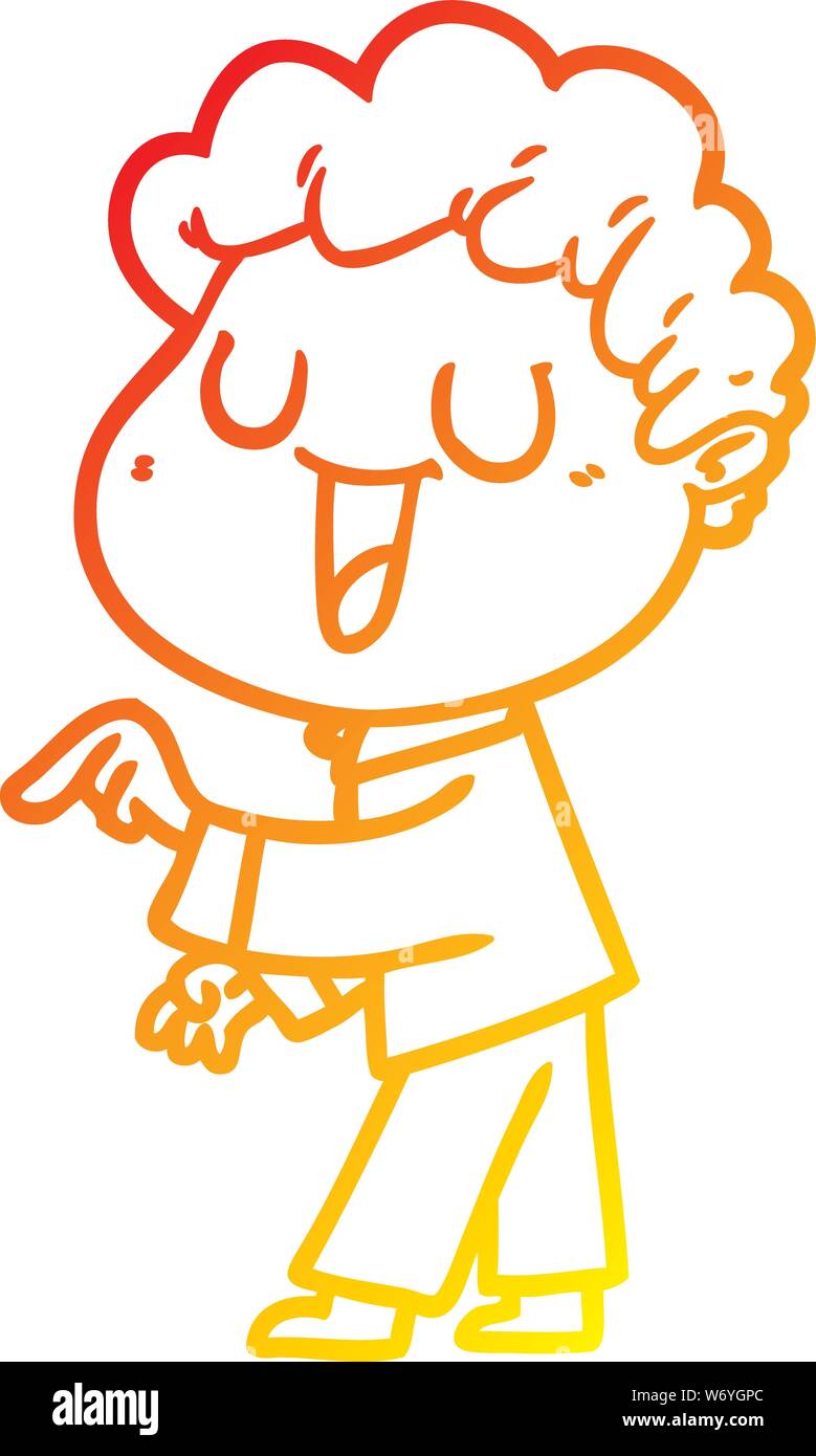 warm gradient line drawing of a laughing cartoon man Stock Vector Image ...