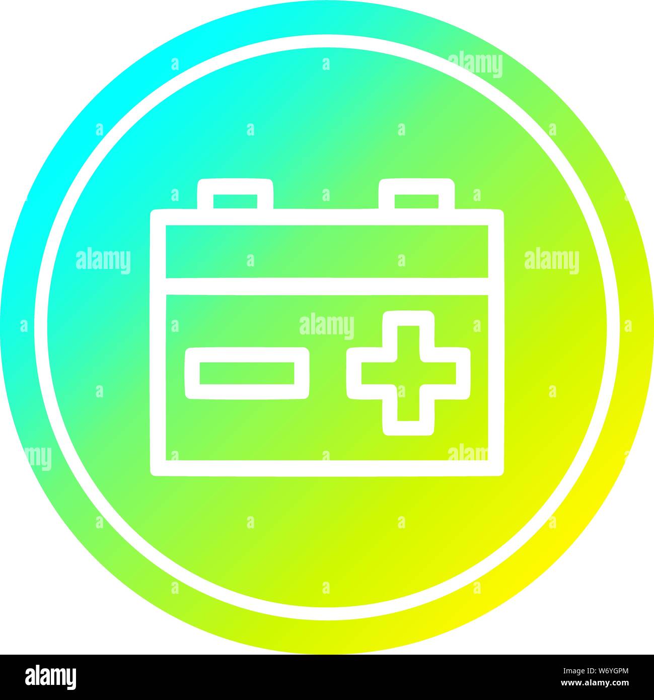 industrial battery circular icon with cool gradient finish Stock Vector ...