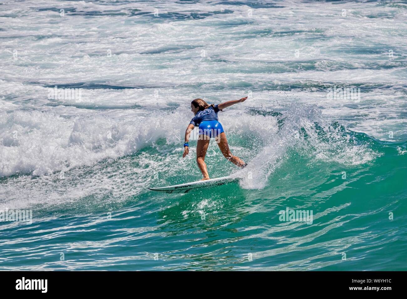 Serena Nava of the USA competing in the Vans US Open of Surfing 2019 ...