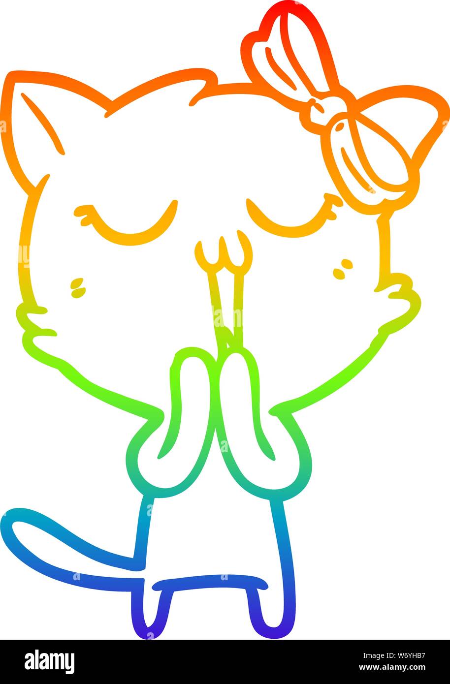 rainbow gradient line drawing of a cartoon cat Stock Vector Image & Art ...