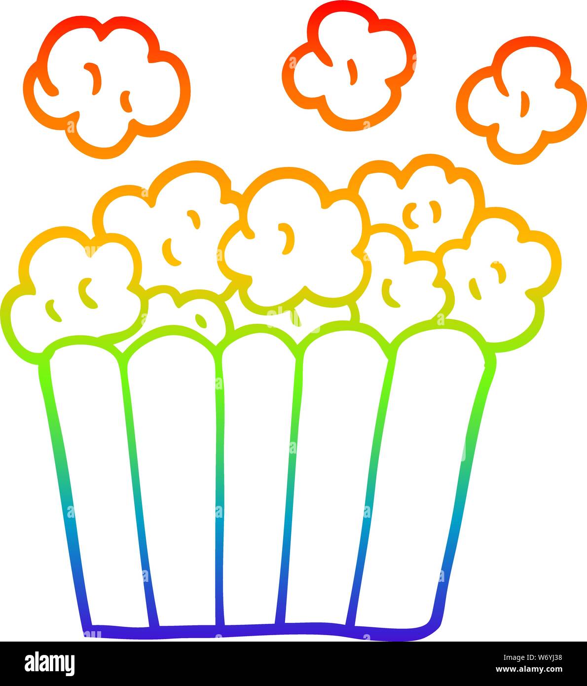 rainbow gradient line drawing of a cartoon cinema popcorn Stock Vector ...