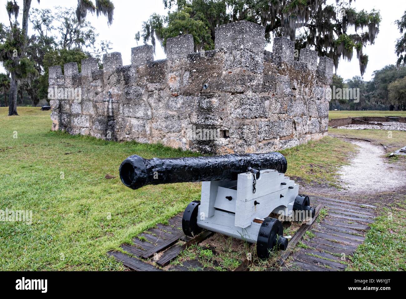 The original stone walls of the arms magazine and cannons at the Fort ...
