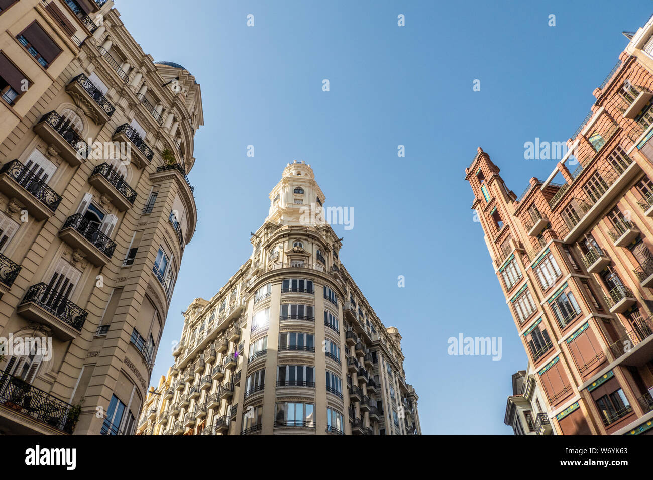 Cityscape of central Valencia, the third-largest city in Spain Stock ...