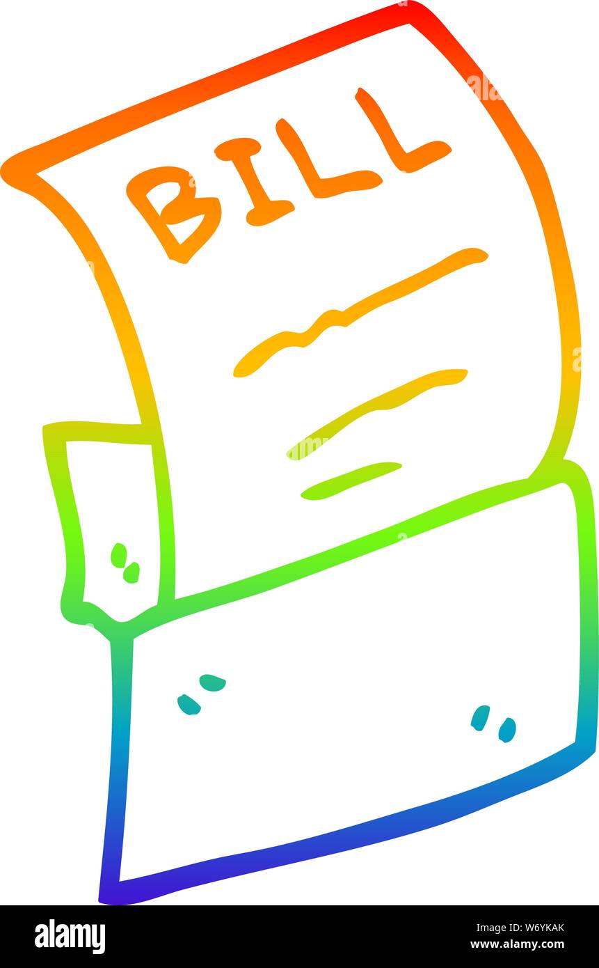 rainbow gradient line drawing of a cartoon debt bill Stock Vector Image ...