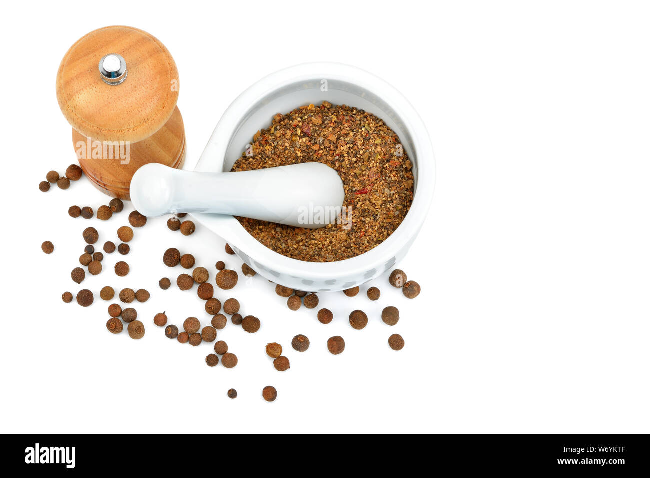 Kitchen equipment for grinding spices isolated on a white background ...