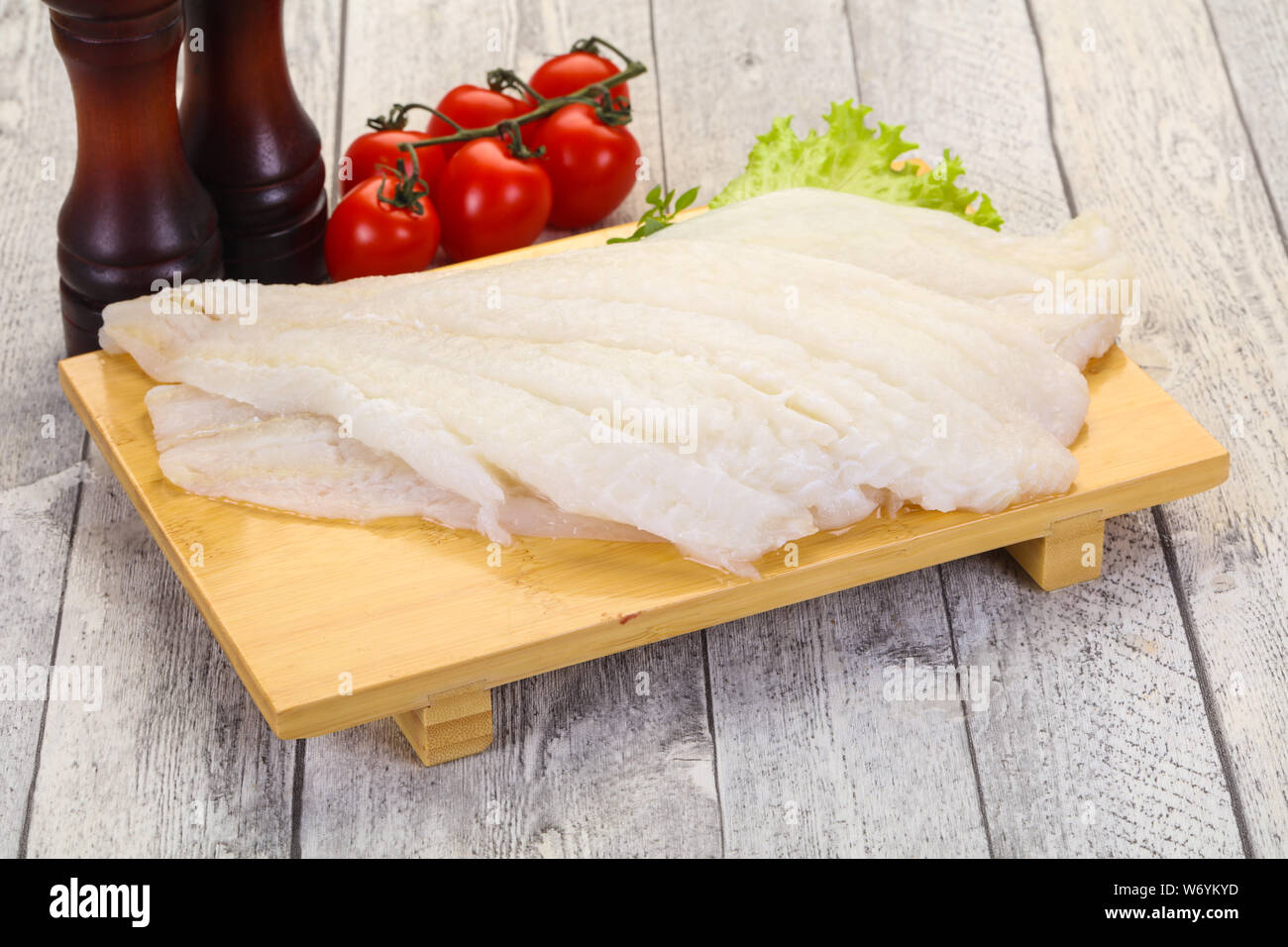 Raw halibut fillet ready for cooking Stock Photo - Alamy
