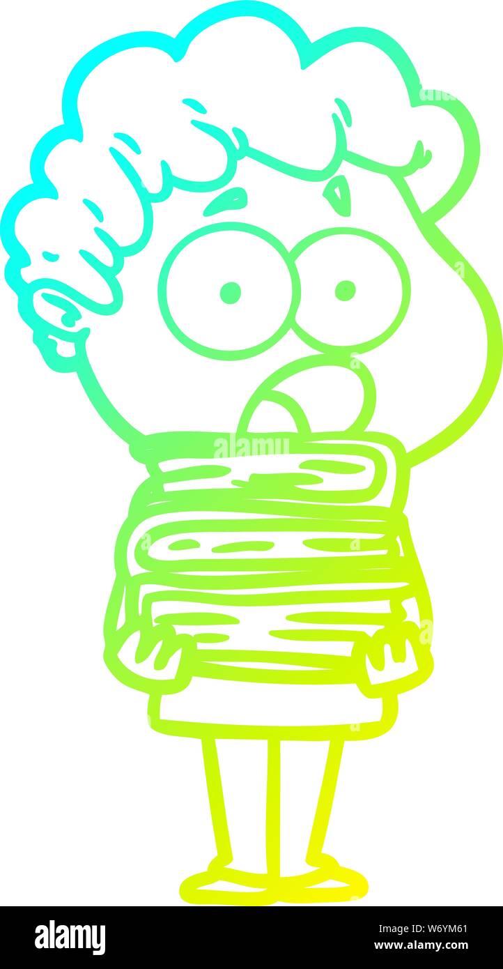 cold gradient line drawing of a cartoon man gasping in surprise Stock ...