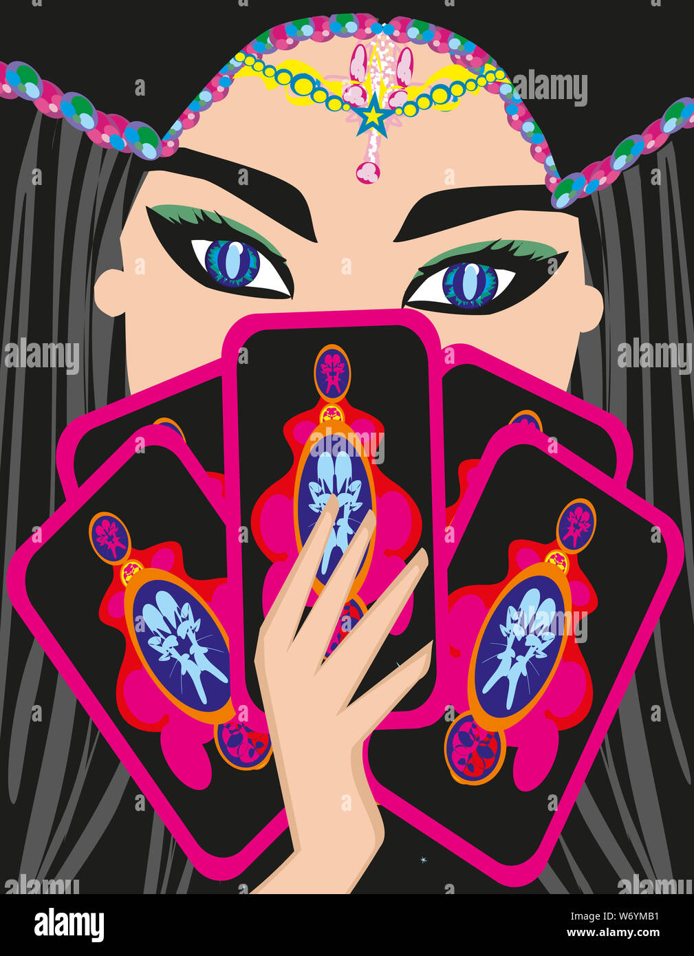 The Fortuneteller woman reads the future with cards Stock Photo - Alamy