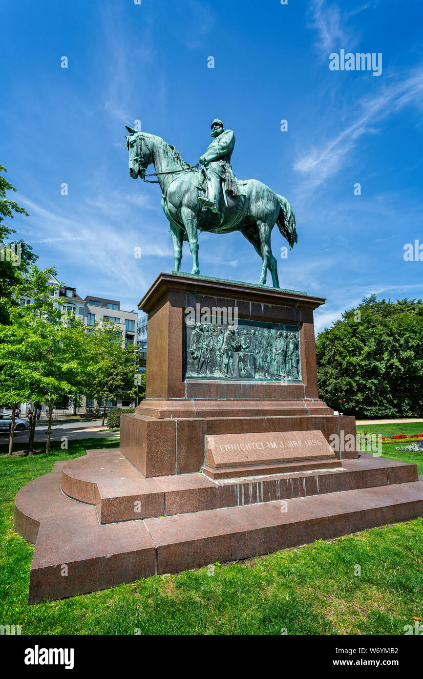 Statue of Kaiser Wilhelm I on horseback in Kiel, germany on 25 July ...
