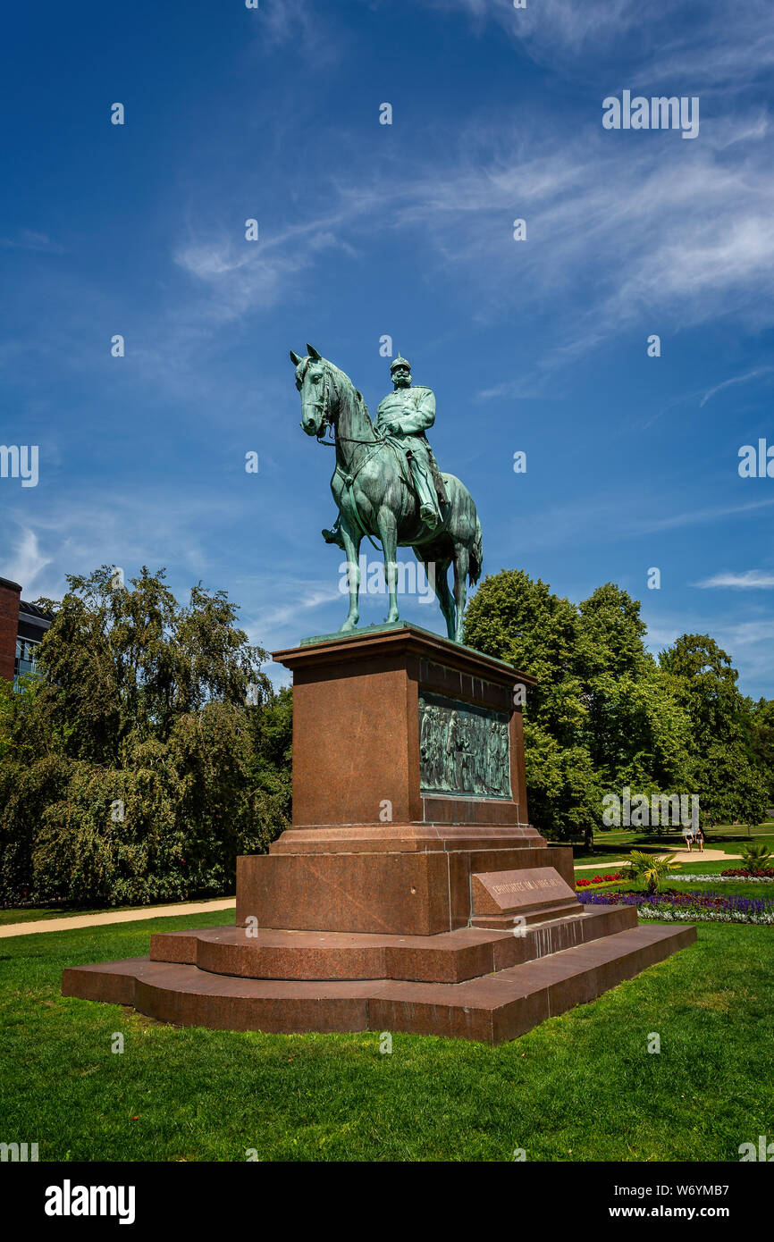 Statue of Kaiser Wilhelm I on horseback in Kiel, germany on 25 July ...