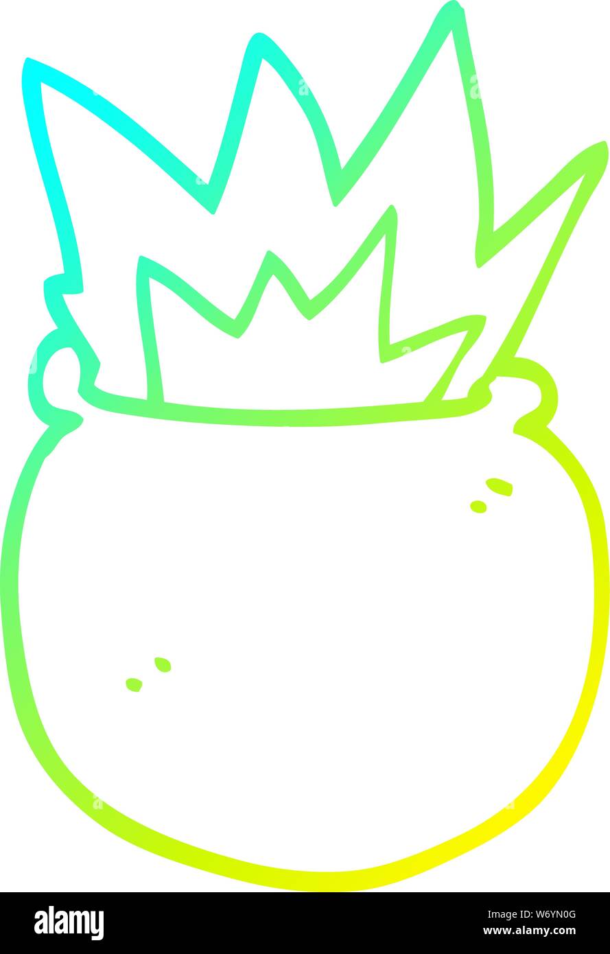 cold gradient line drawing of a cartoon exploding cauldron Stock Vector ...