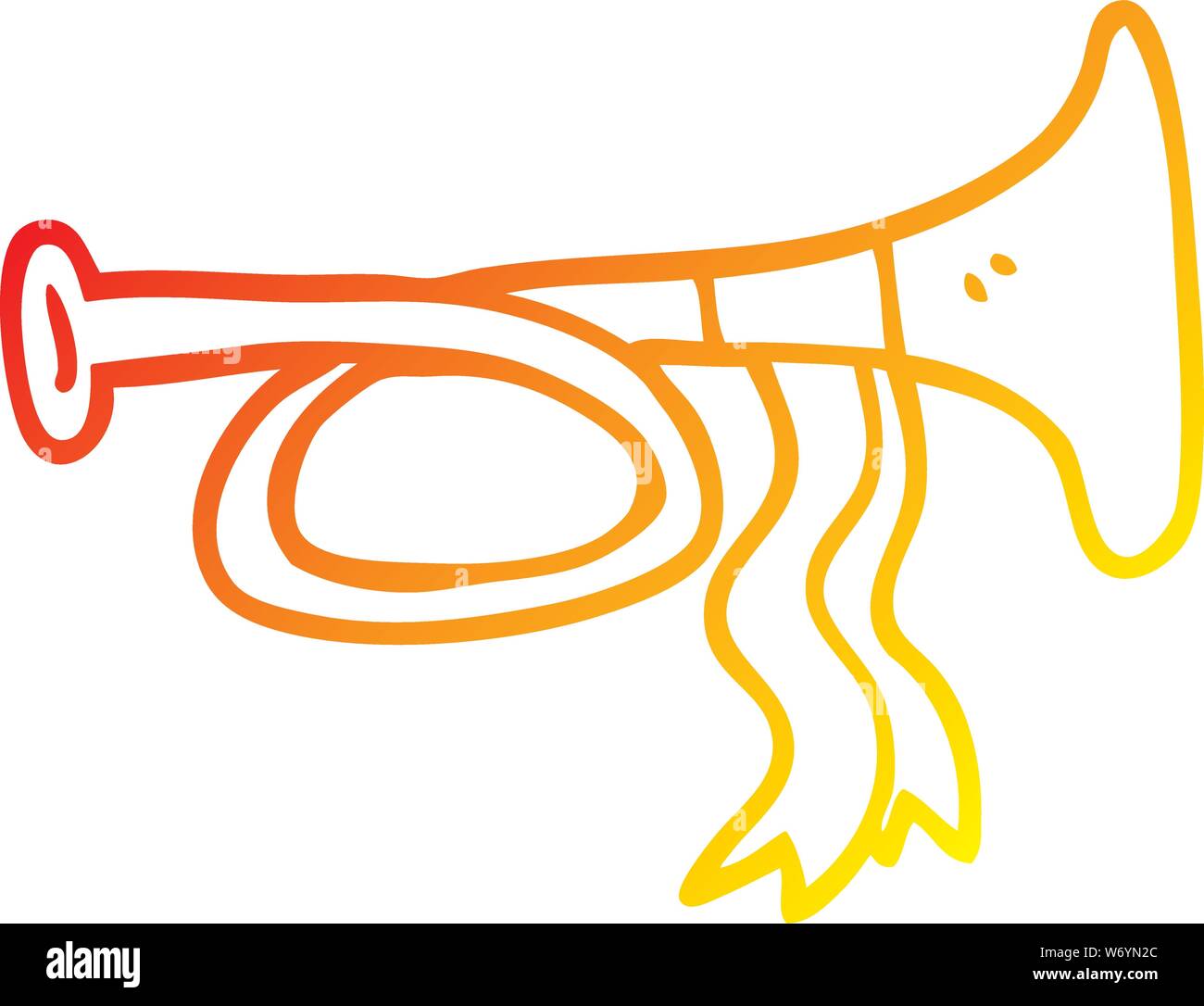 warm gradient line drawing of a cartoon brass horn Stock Vector Image ...