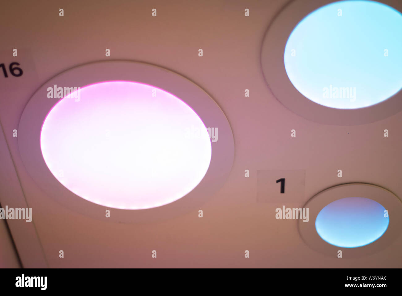 LED modern lights and bulbs on display in store lighting department ...