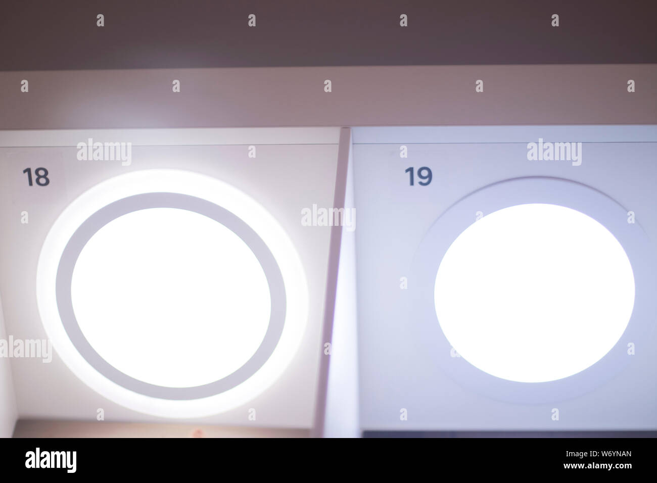 LED modern lights and bulbs on display in store lighting department ...