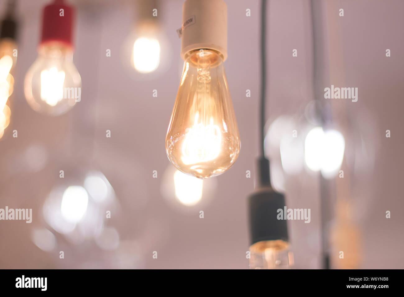 LED modern lights and bulbs on display in store lighting department ...