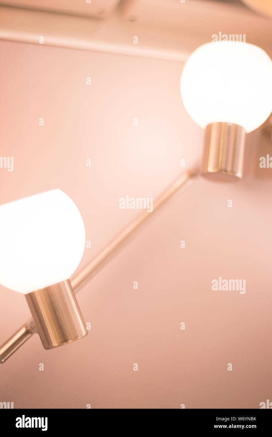 LED modern lights and bulbs on display in store lighting department ...