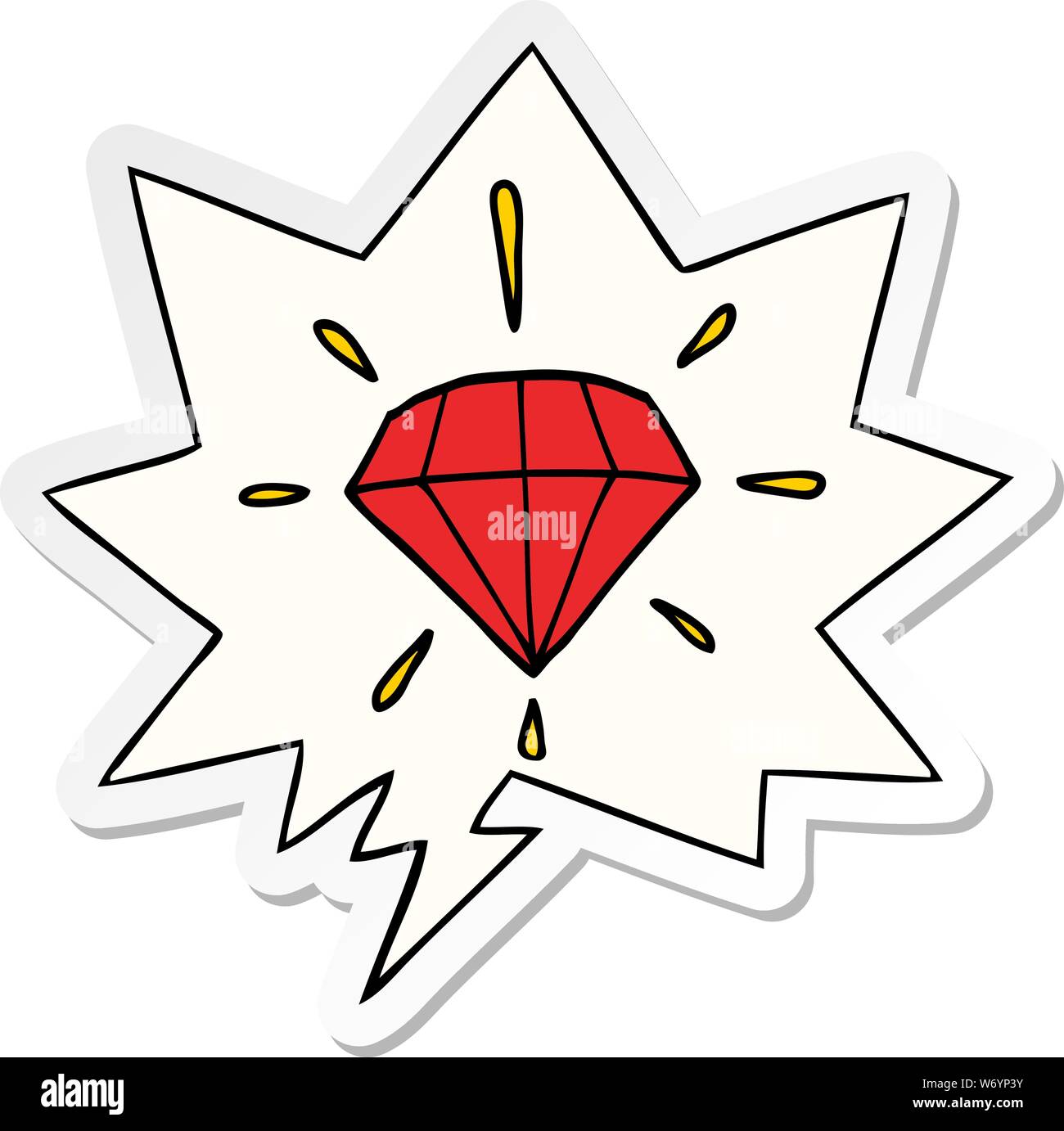 cartoon tattoo diamond with speech bubble sticker Stock Vector Image ...