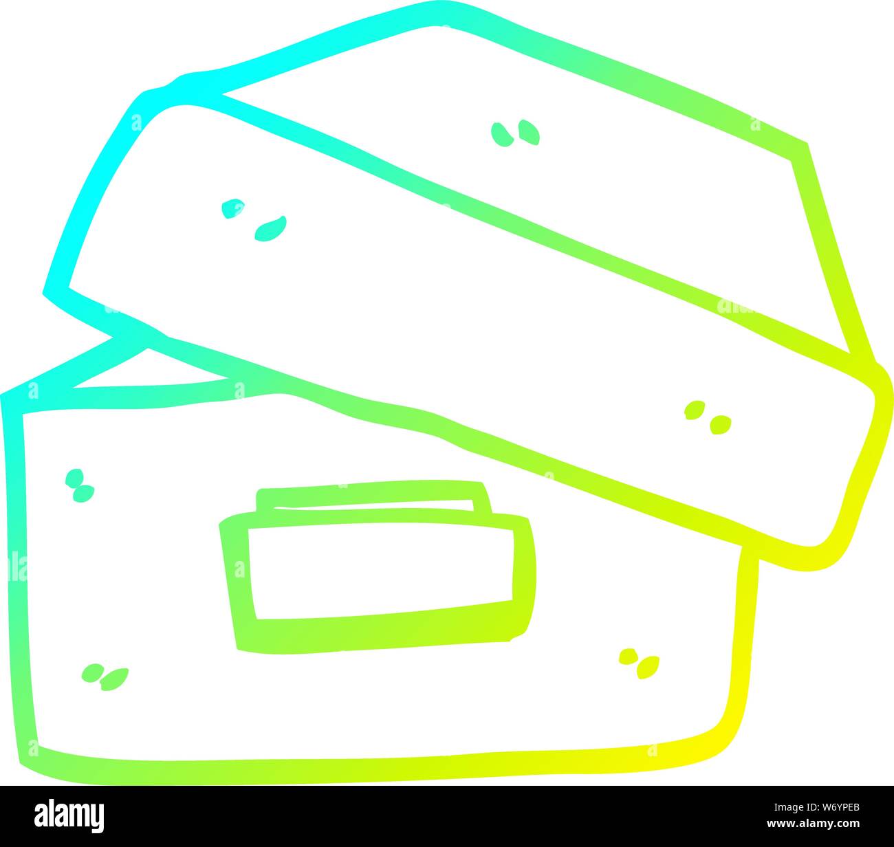 cold gradient line drawing of a cartoon old filing box Stock Vector ...