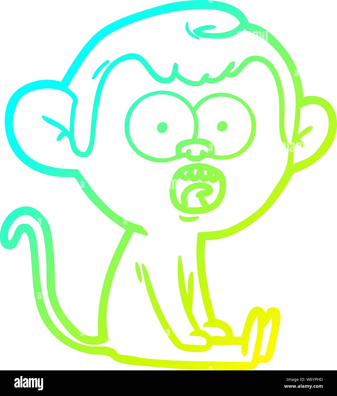 cold gradient line drawing of a cartoon shocked monkey Stock Vector ...