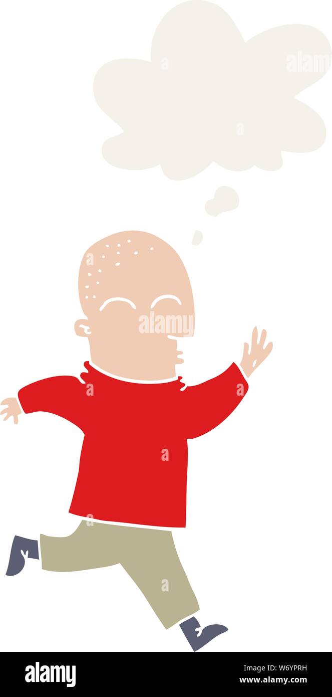 cartoon man running with thought bubble in retro style Stock Vector ...