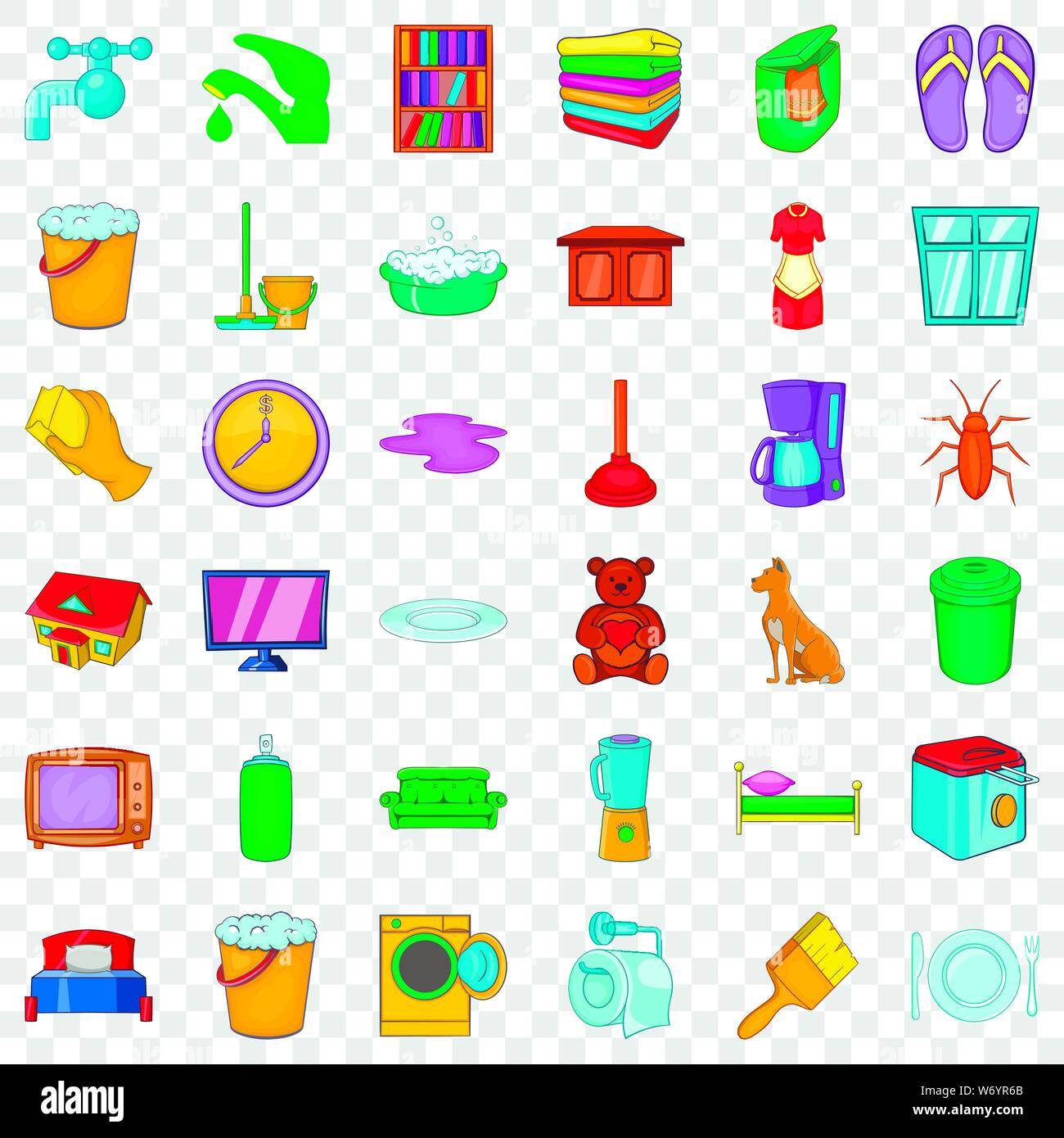 House cleaning icons set, cartoon style Stock Vector Image & Art - Alamy