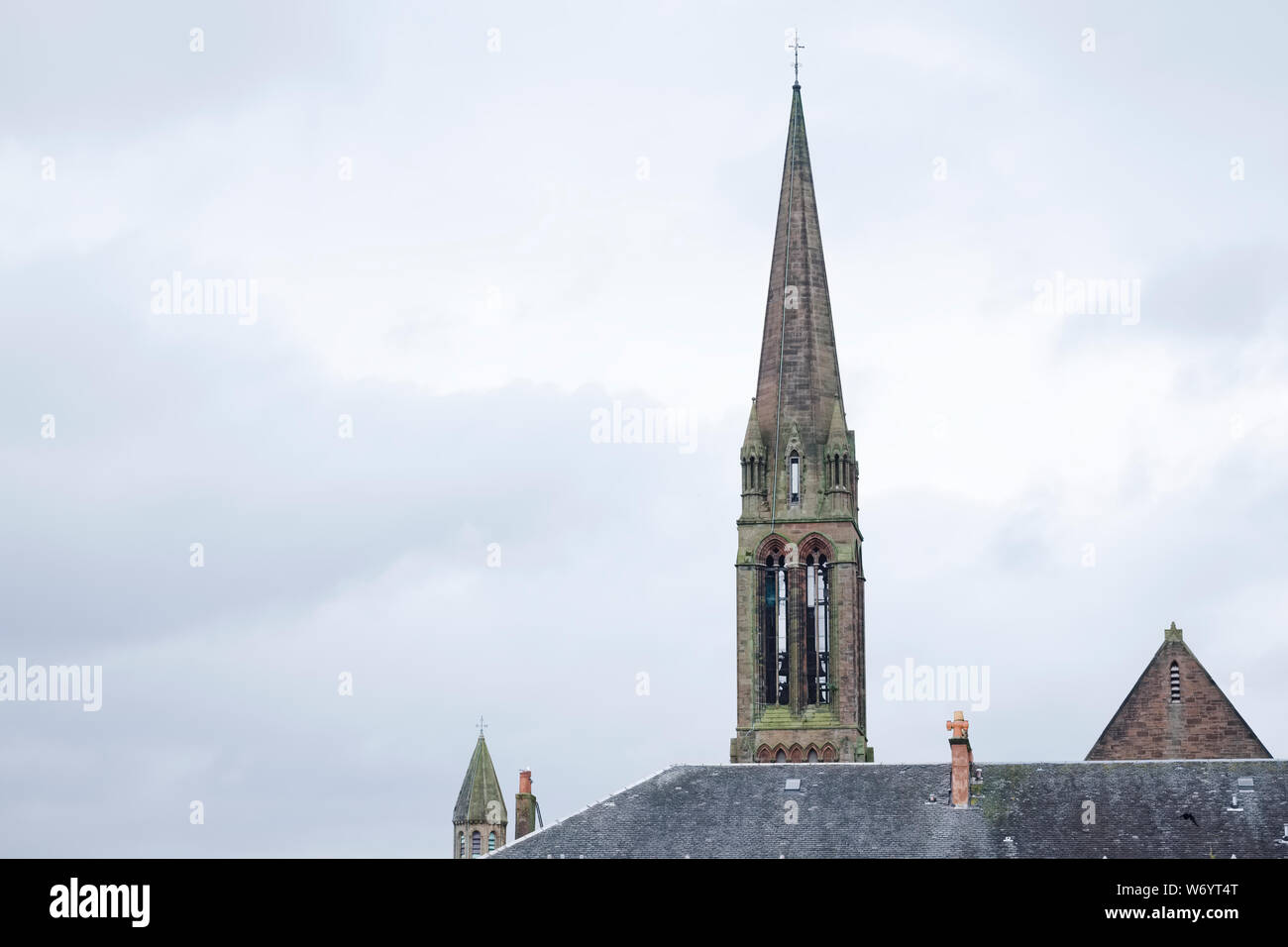 Church steeple spire tall tower in sky Stock Photo - Alamy