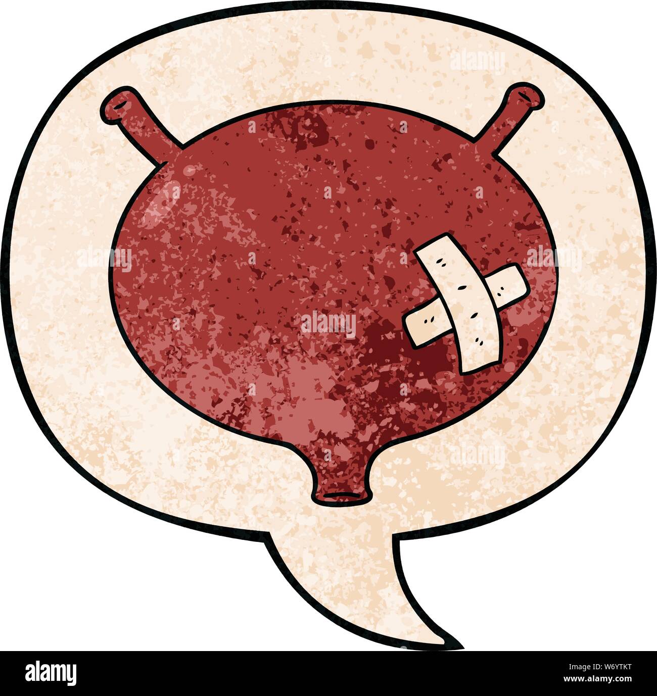 cartoon bladder with speech bubble in retro texture style Stock Vector ...