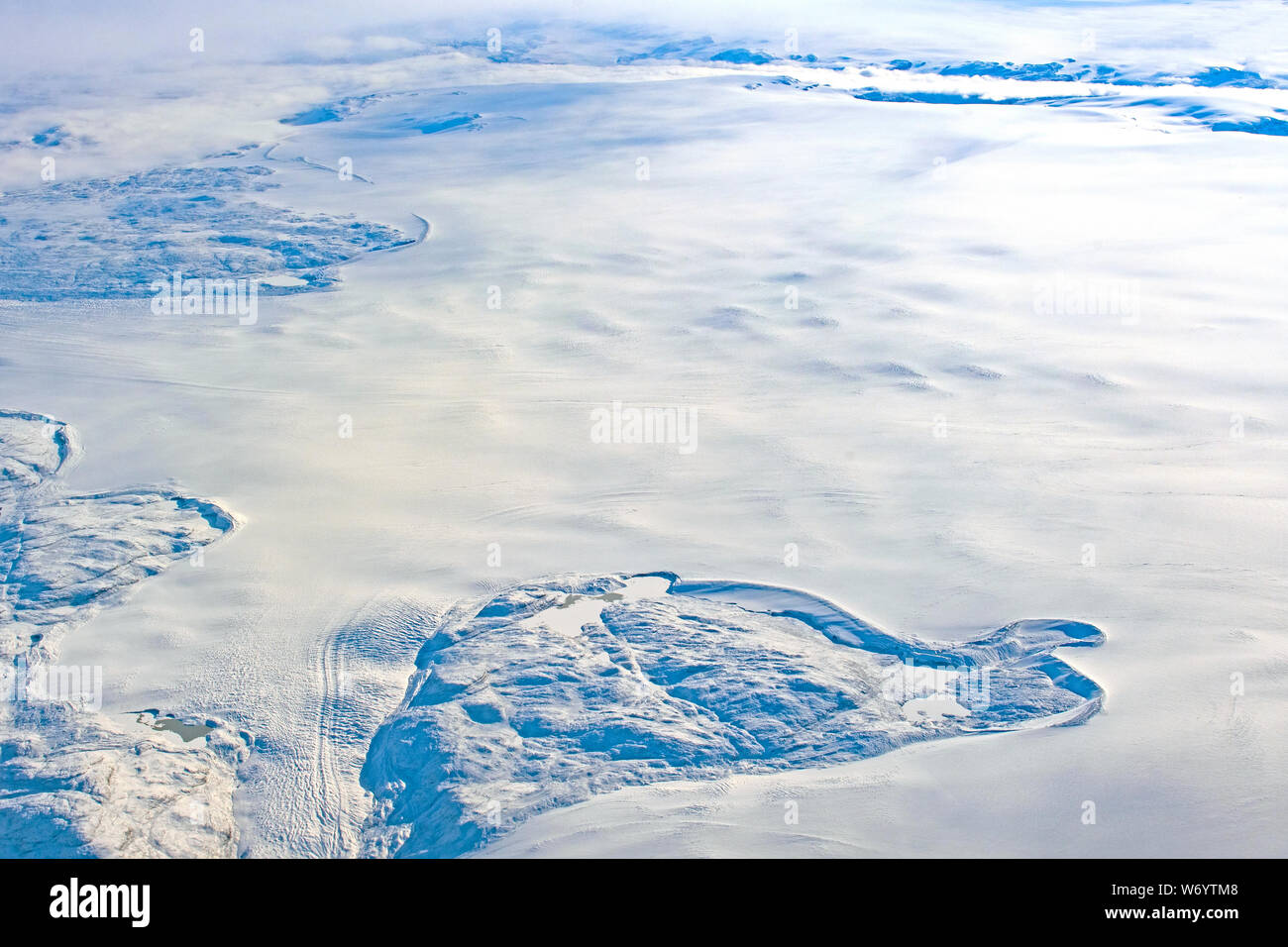 Aerial View of the Greenland Ice Cap near Kangerlussuaq, Greenland ...
