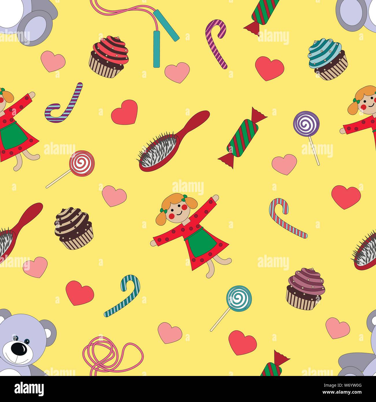 vector pattern of sweets and candies for children Wallpaper Stock ...