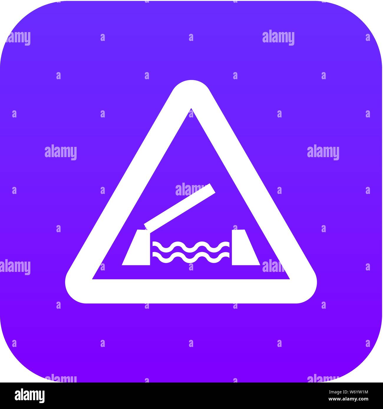 Lifting bridge warning sign icon digital purple Stock Vector Image ...