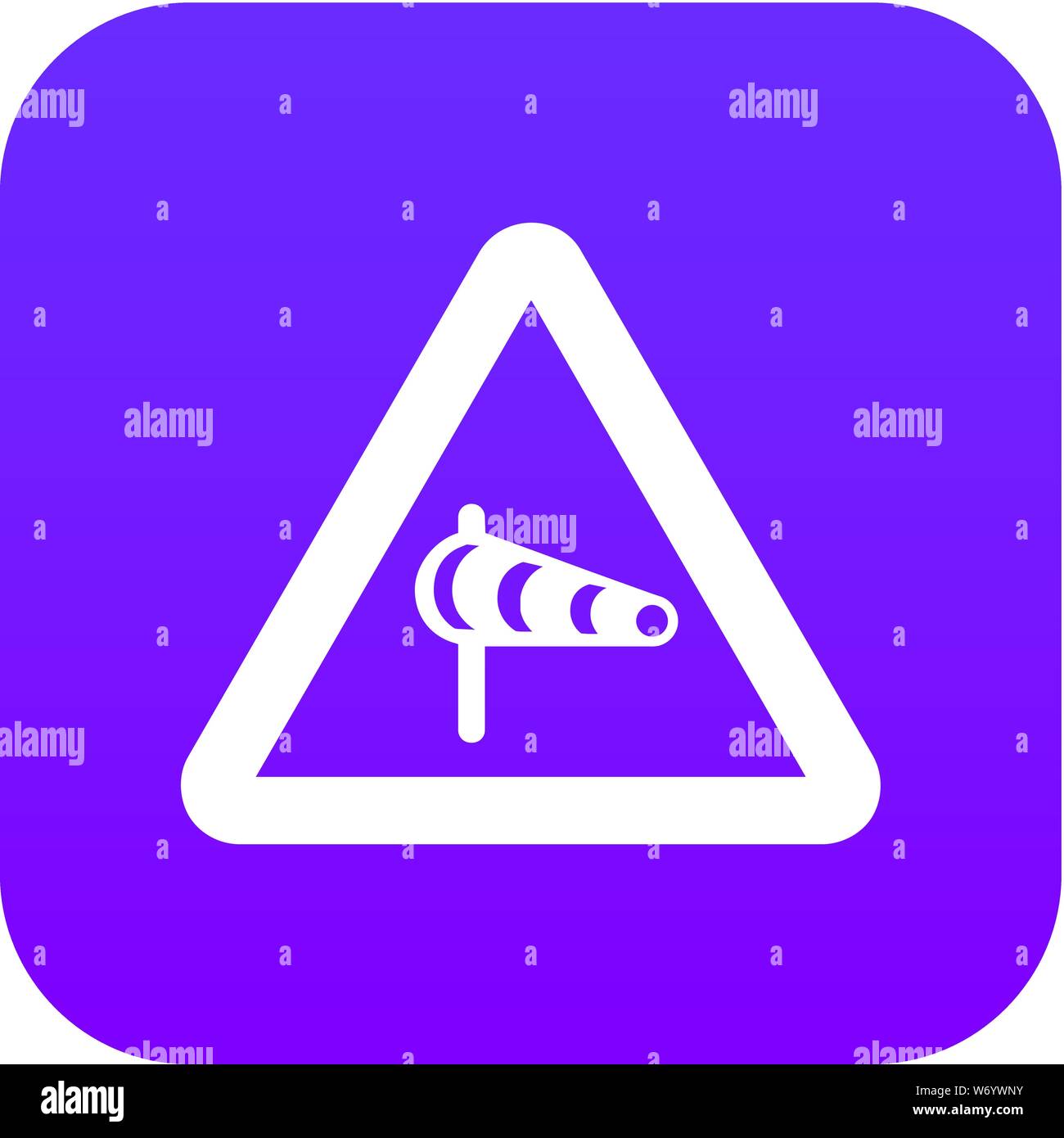 Sign warning about cross wind from the left icon digital purple Stock ...
