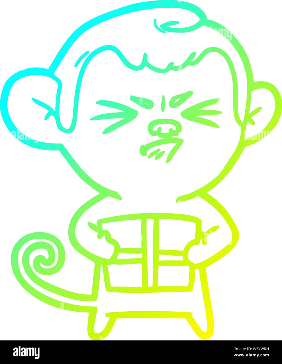 cold gradient line drawing of a cartoon angry monkey Stock Vector Image ...