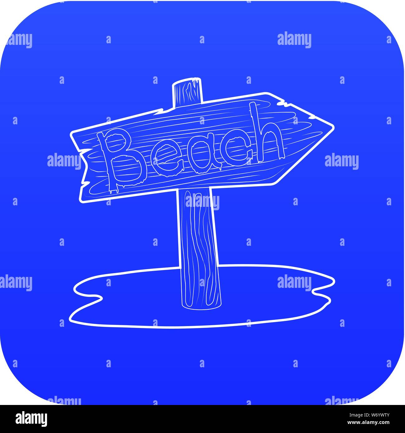 Beach wooden direction sign icon blue vector Stock Vector Image & Art ...