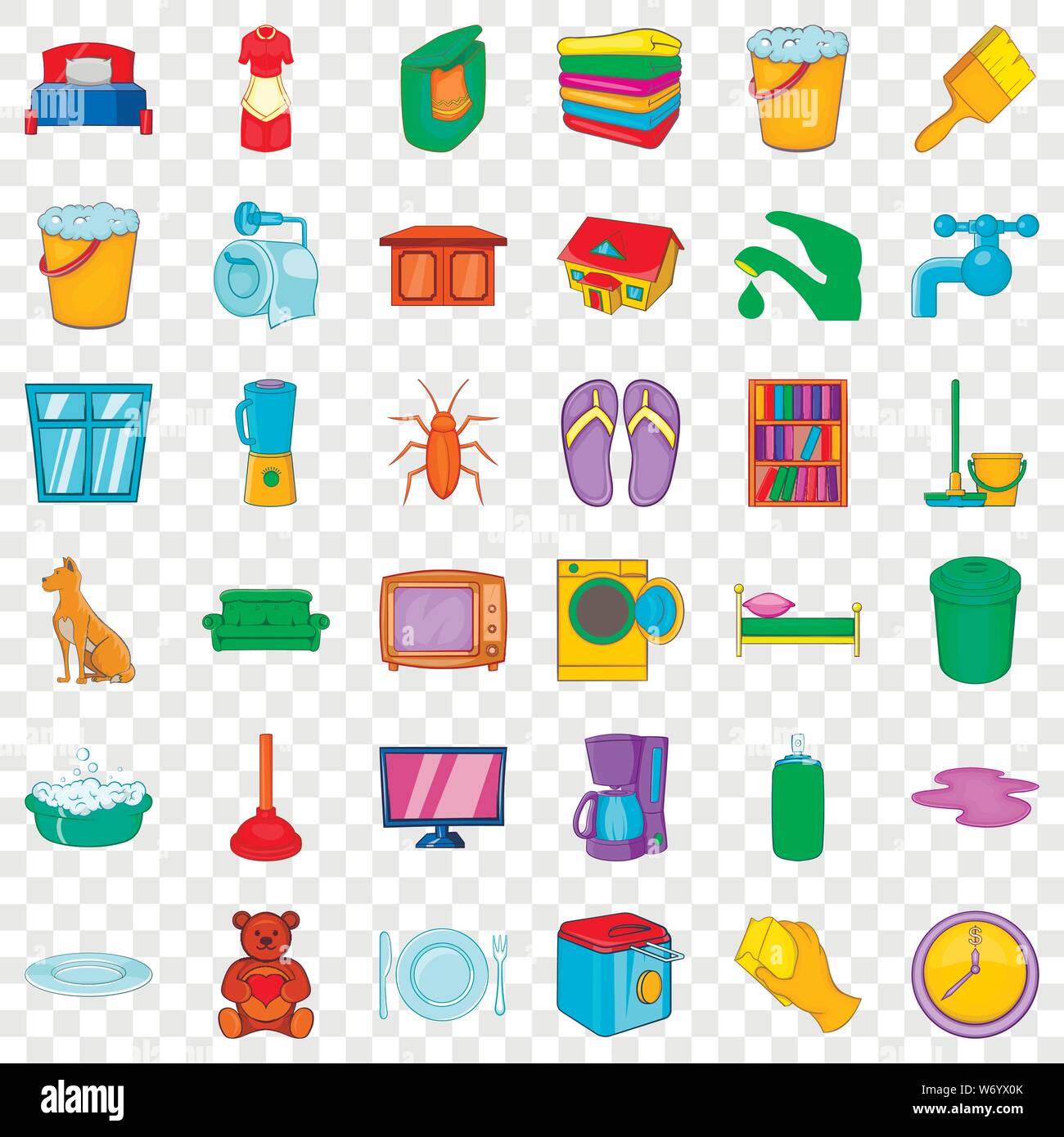 Clean icons set, cartoon style Stock Vector Image & Art - Alamy