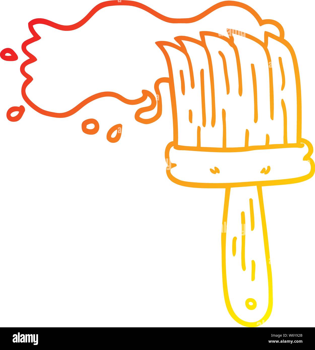 warm gradient line drawing of a cartoon paint brush Stock Vector Image ...