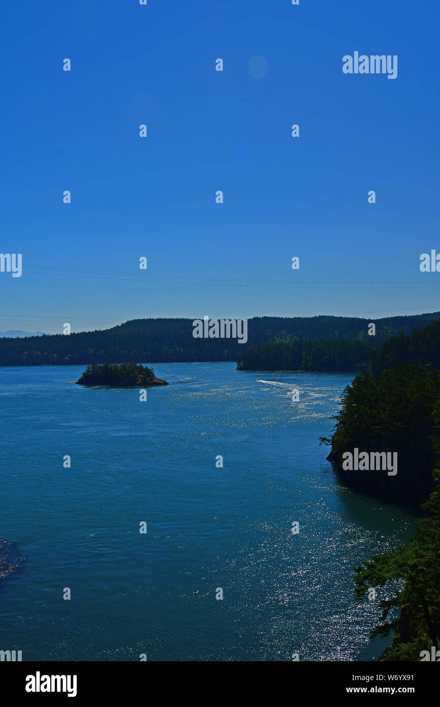 View of the natural beauty of Deception Pass near Whidbey Island ...