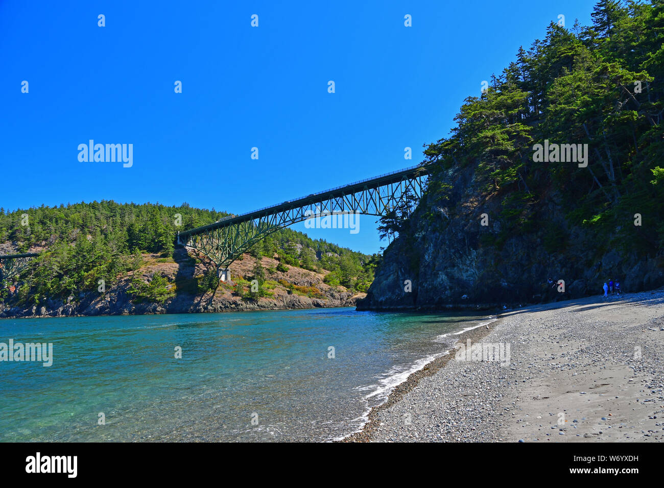 The Deception Pass Bridge as seen from Little North Beach in Deception ...
