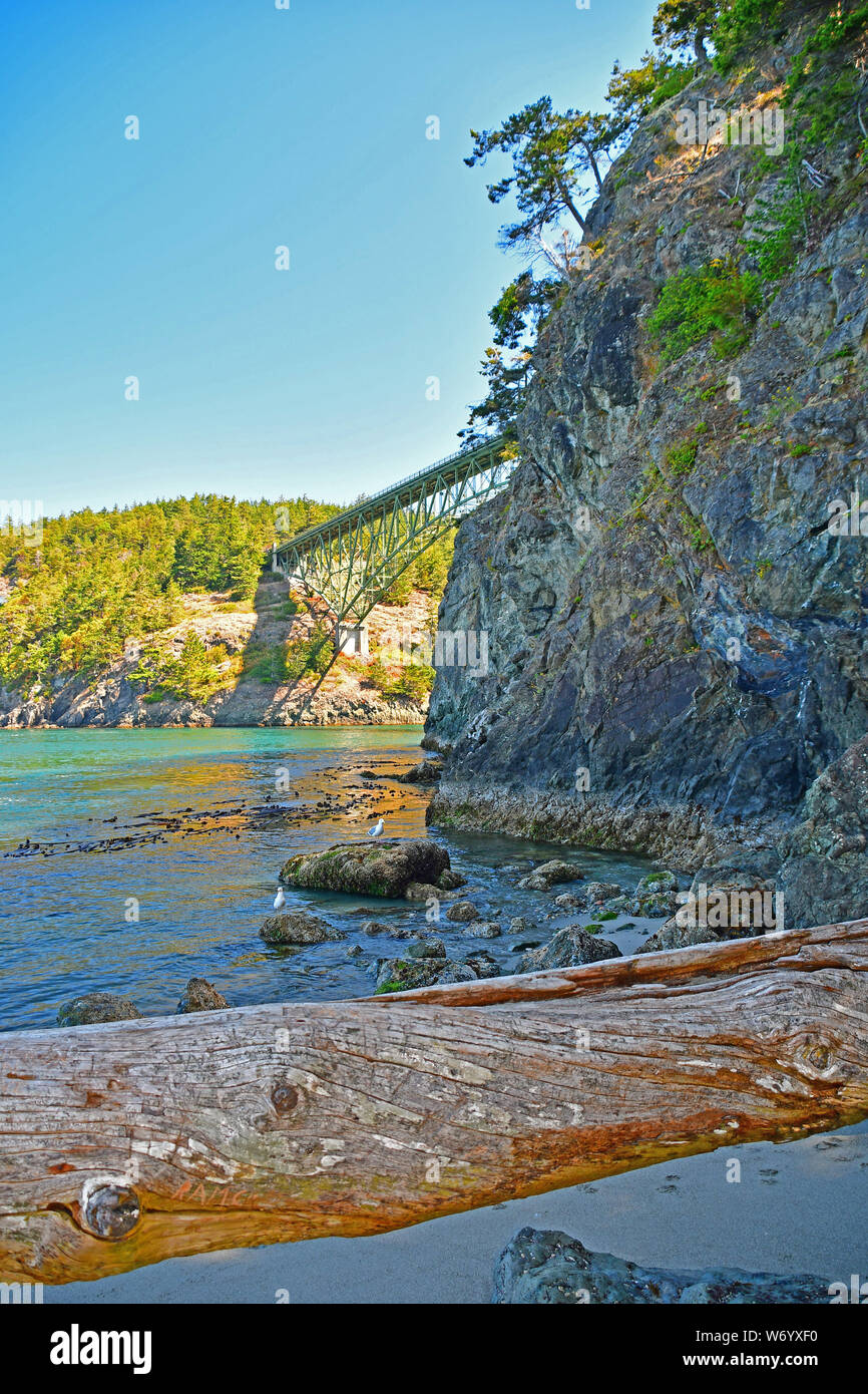 The Deception Pass Bridge as seen from Little North Beach in Deception ...