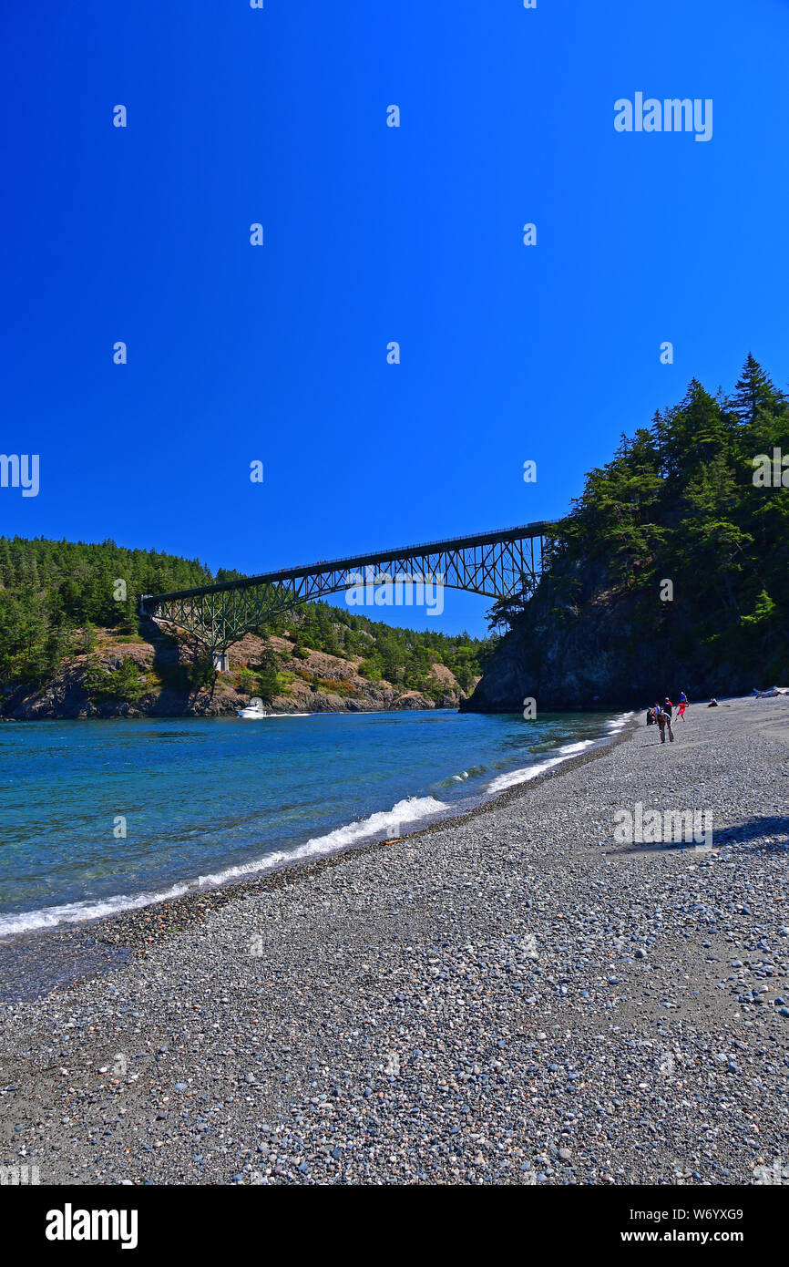 The Deception Pass Bridge as seen from Little North Beach in Deception ...