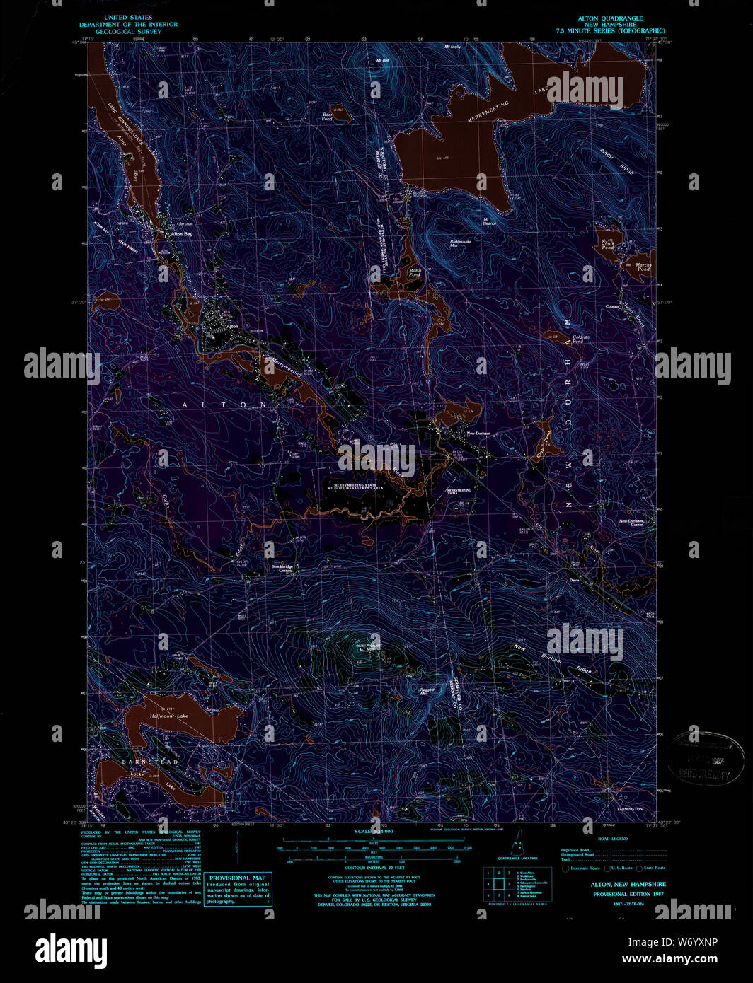 USGS TOPO Map New Hampshire NH Alton 329463 1987 24000 Inverted ...